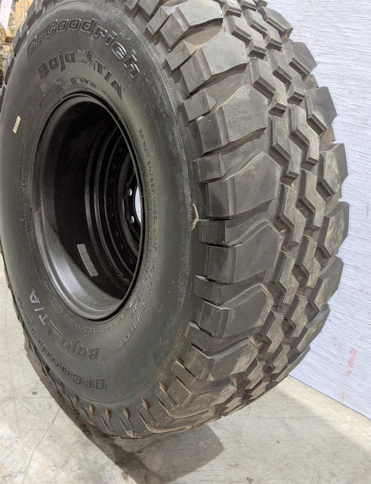 BF Goodrich Baja T/A 37X12.50R16.5LT Tire Mounted on 24 Bolt Rim with CTIS - 100% Tread HMMWV